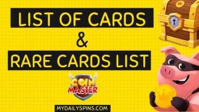 Coin Master card list, Rare cards list, set List (seachable)
